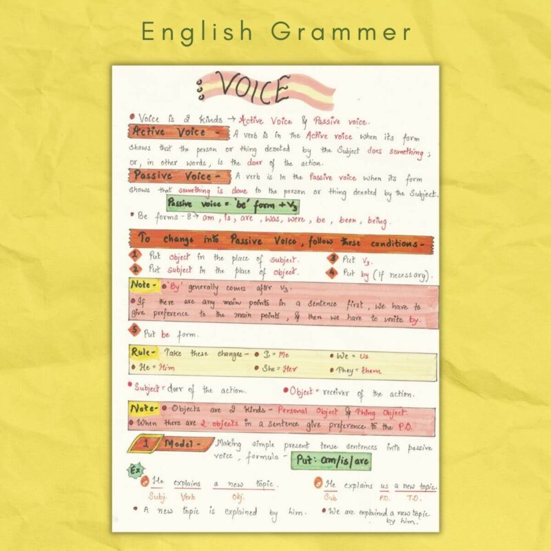 English Grammar Notes | Color Handwritten Notes PDF - NewtonDesk