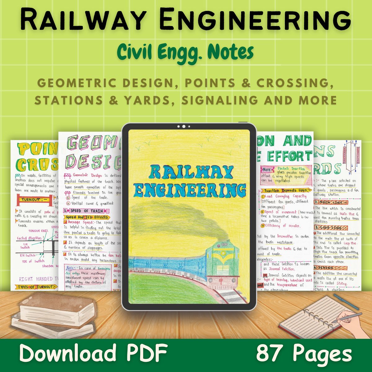 Railway Engineering Notes - In-Depth Analysis Color Notes PDF