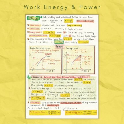 Work, Energy & Power Grade 11 Color Handwritten Notes [PDF] - NewtonDesk