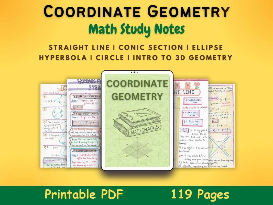 Coordinate Geometry Aesthetic Notes | for High School Grade 11, IB, AP ...